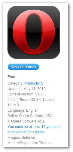 Alle Räder stehen still, wenn Apples starker Arm es will! "Opera gibts ...